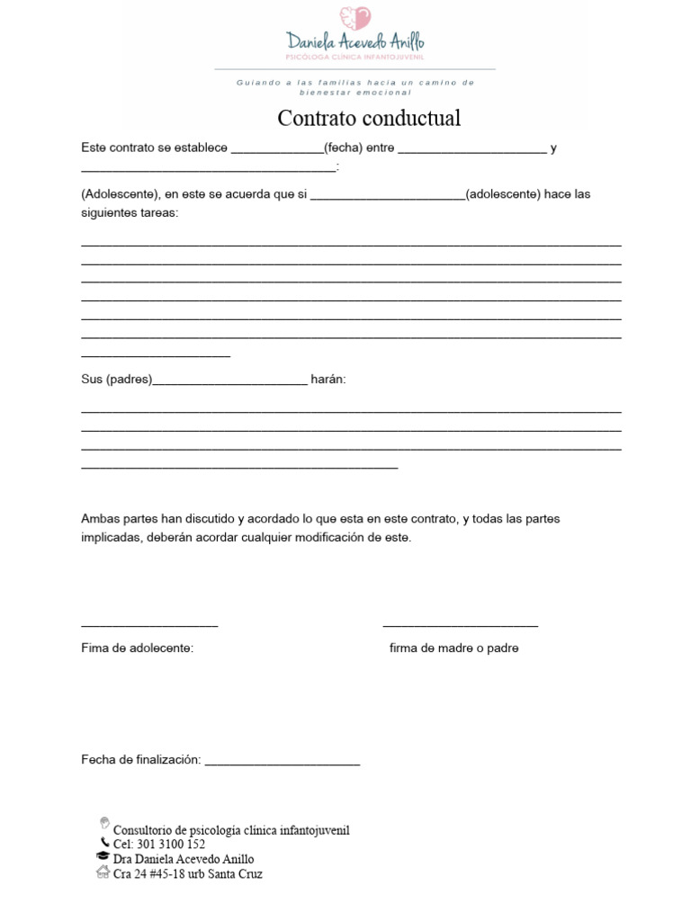 contrato conductual para adolescentes | PDF