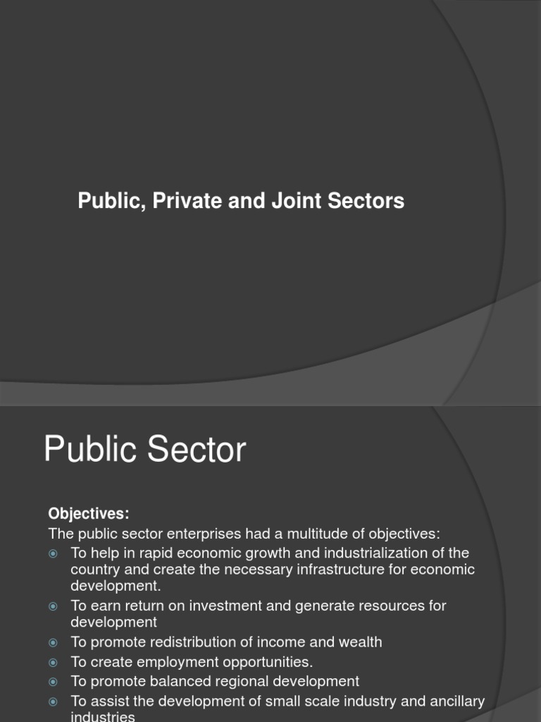 Public, Private and Joint Sectors | State Owned Enterprise | Economic ...
