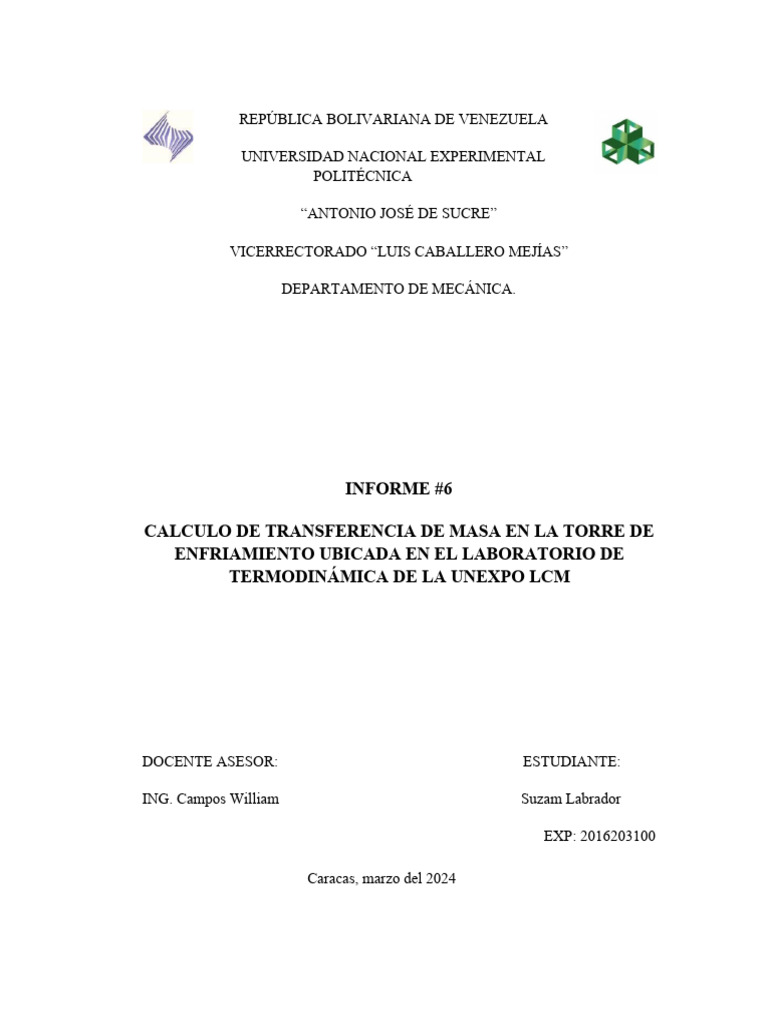 Informe 6 Lab Transfer | PDF | Agua | Calor