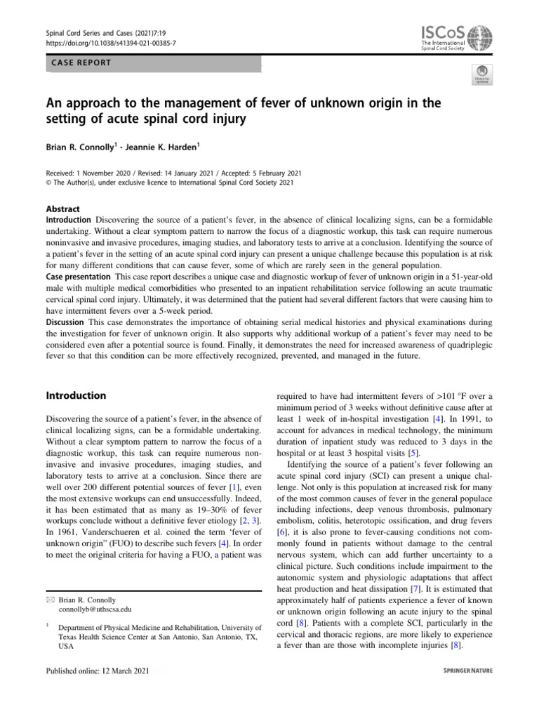 An Approach To The Management of Fever of Unknown Origin in The Setting ...