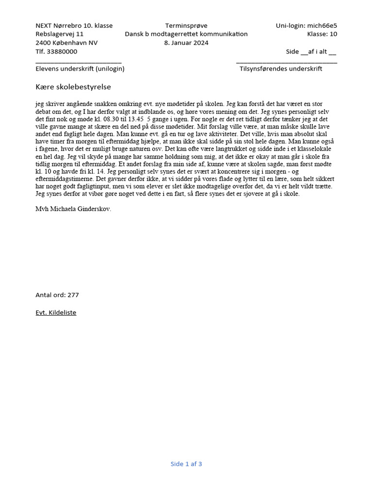 Skabelon B Modtagerrettet Kommunikation | PDF