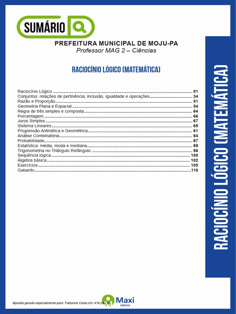 02 Apostila Versao Digital Raciocinio Logico Matematica 031.478.242!76!1665561153 | PDF ...