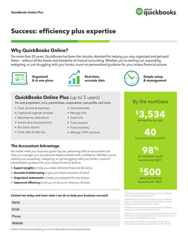 QBOSellSheets_Plus | PDF | Quick Books | Business Economics