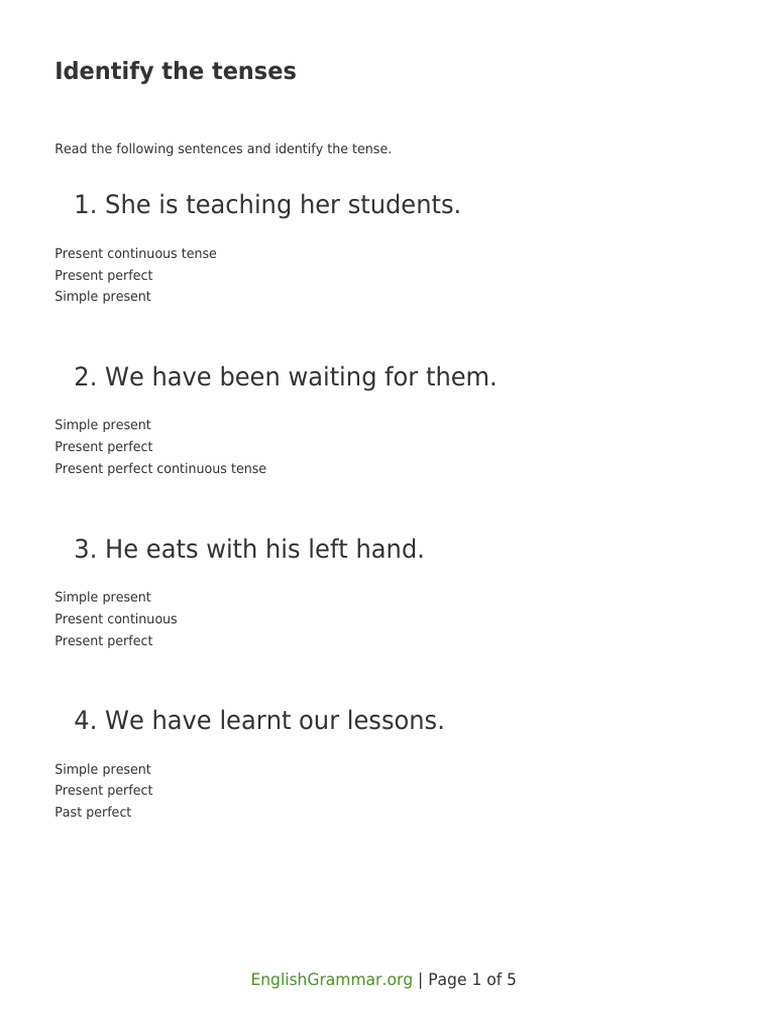 Identify The Tenses | Download Free PDF | Grammatical Tense | Linguistics