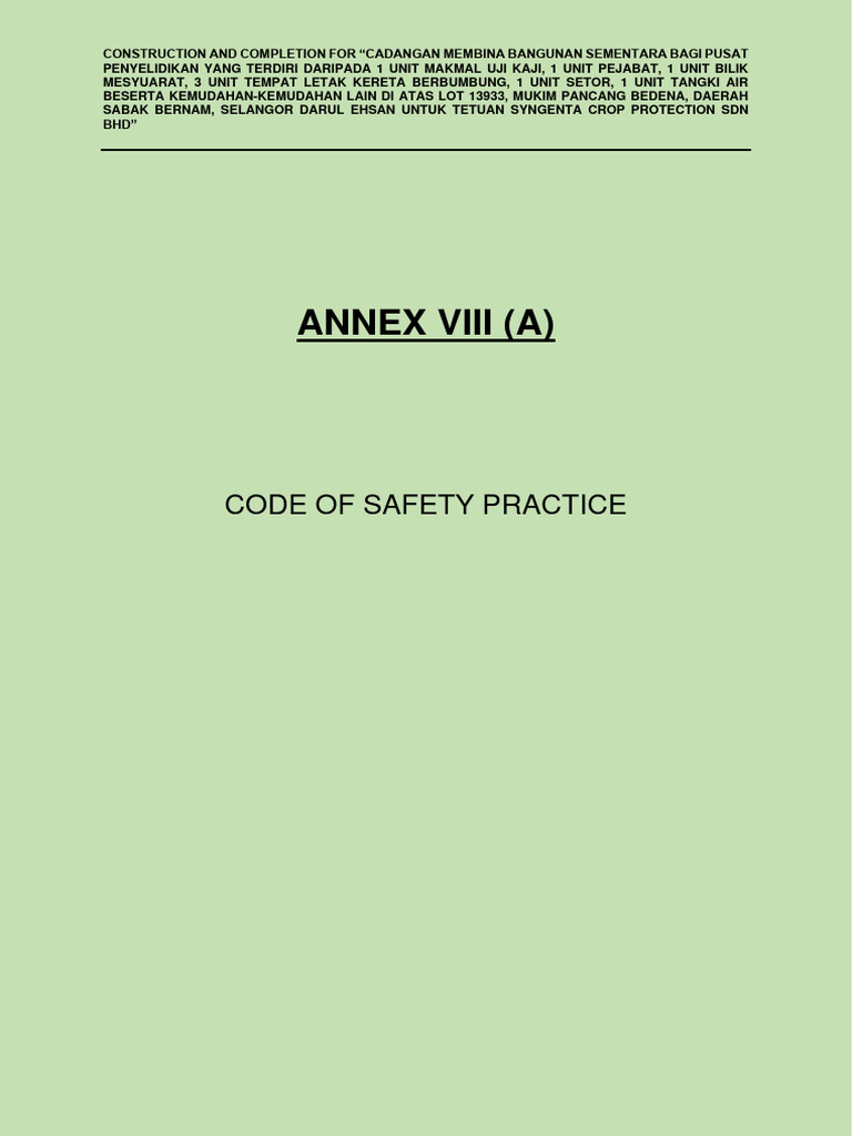 Annex VIII (A) - Code of Safety Practice | PDF | Stairs | Crane (Machine)