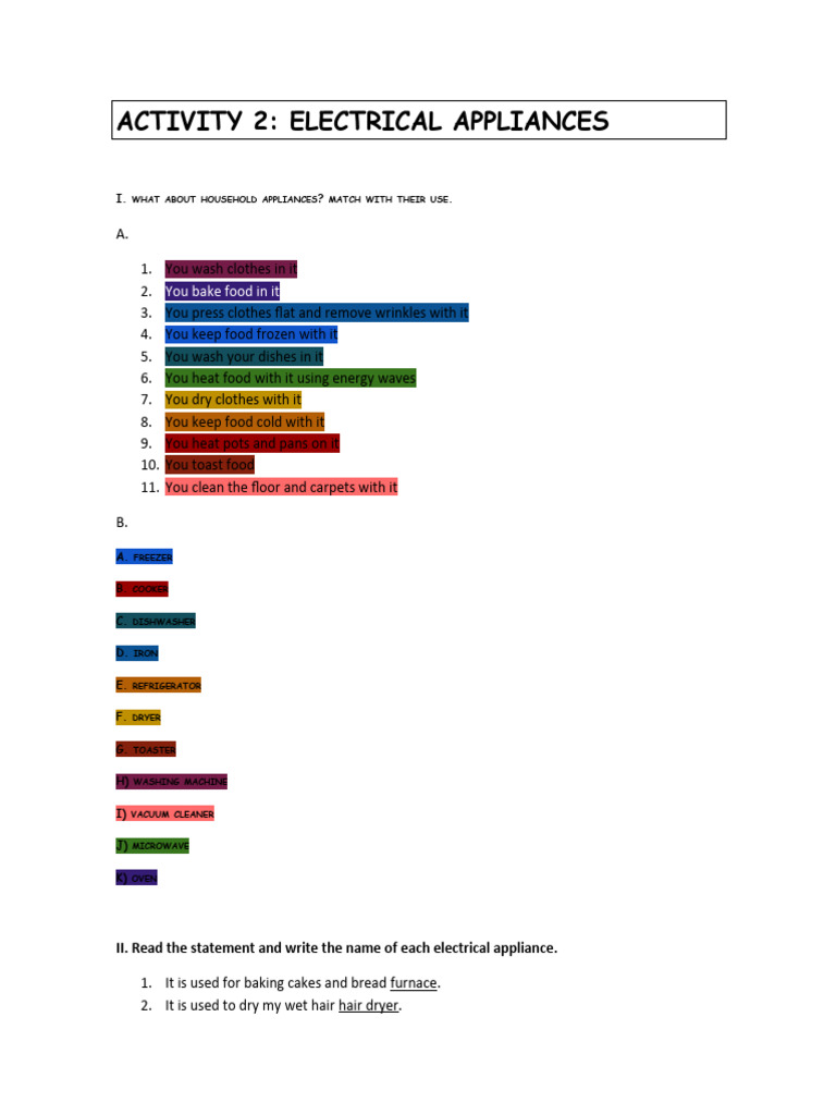Electrical-Appliances Activity 2 | PDF Electrical-Appliances Activity 2 | PDF