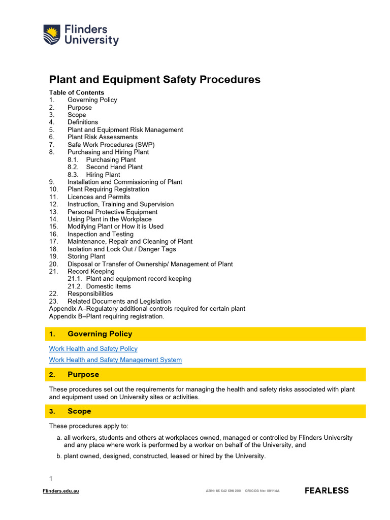 Plant Safety Management Procedures | PDF | Safety | Occupational Safety ...