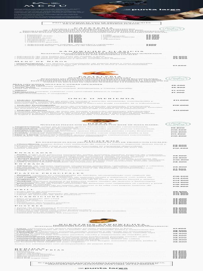 Carta Menu Digital Punta Larga 2 | PDF | Salsa | Panes