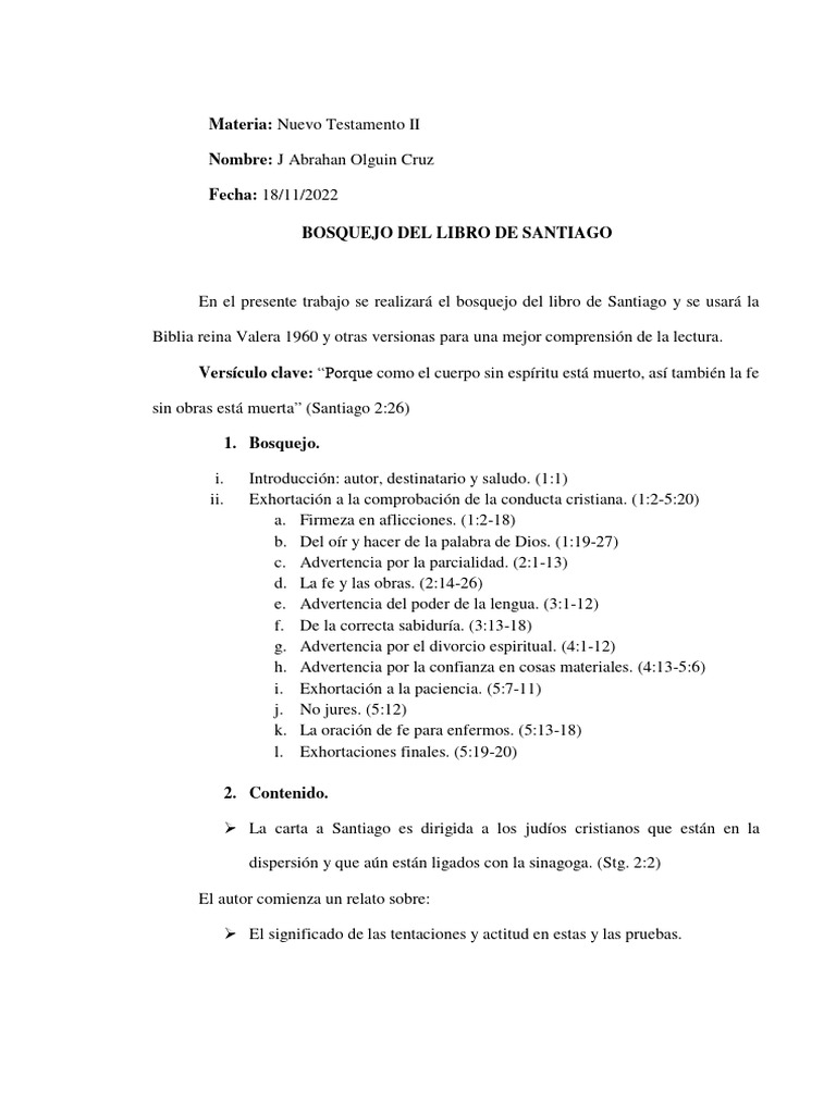Bosquejo Santiago | PDF | Teología | Religiones abrahámicas