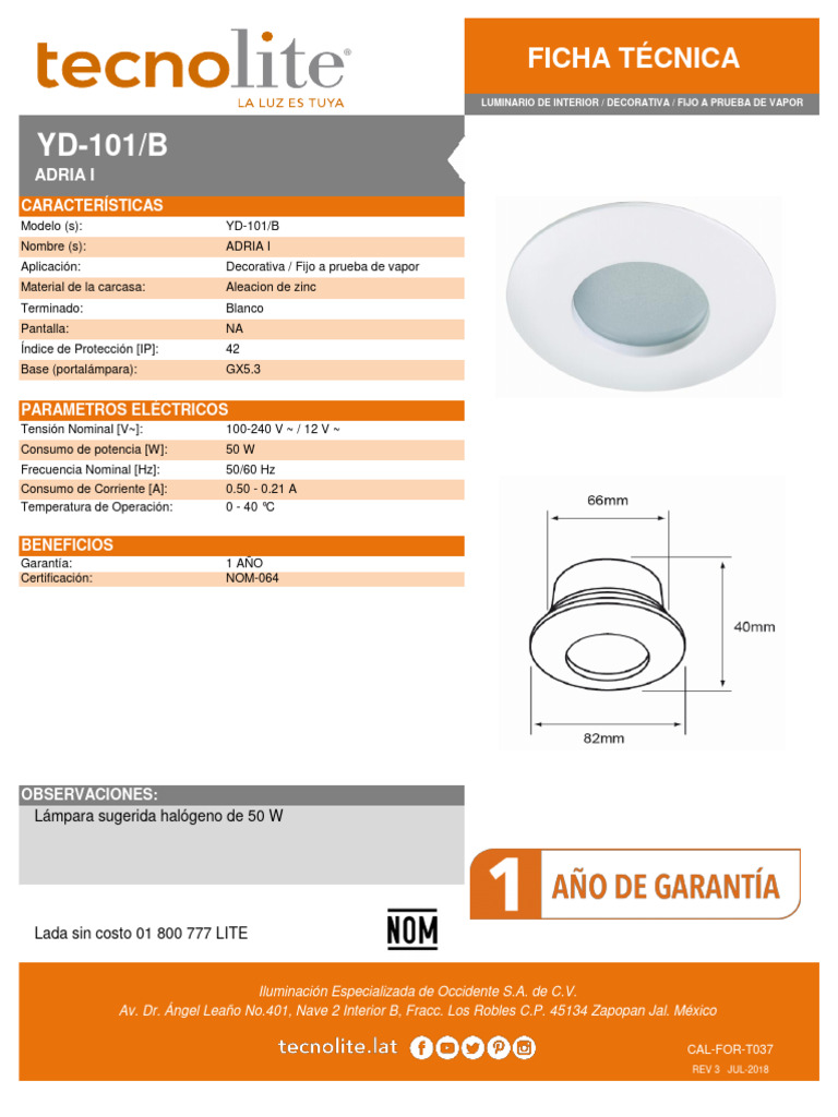 Lámpara Decorativa ADRIA I 50W | PDF