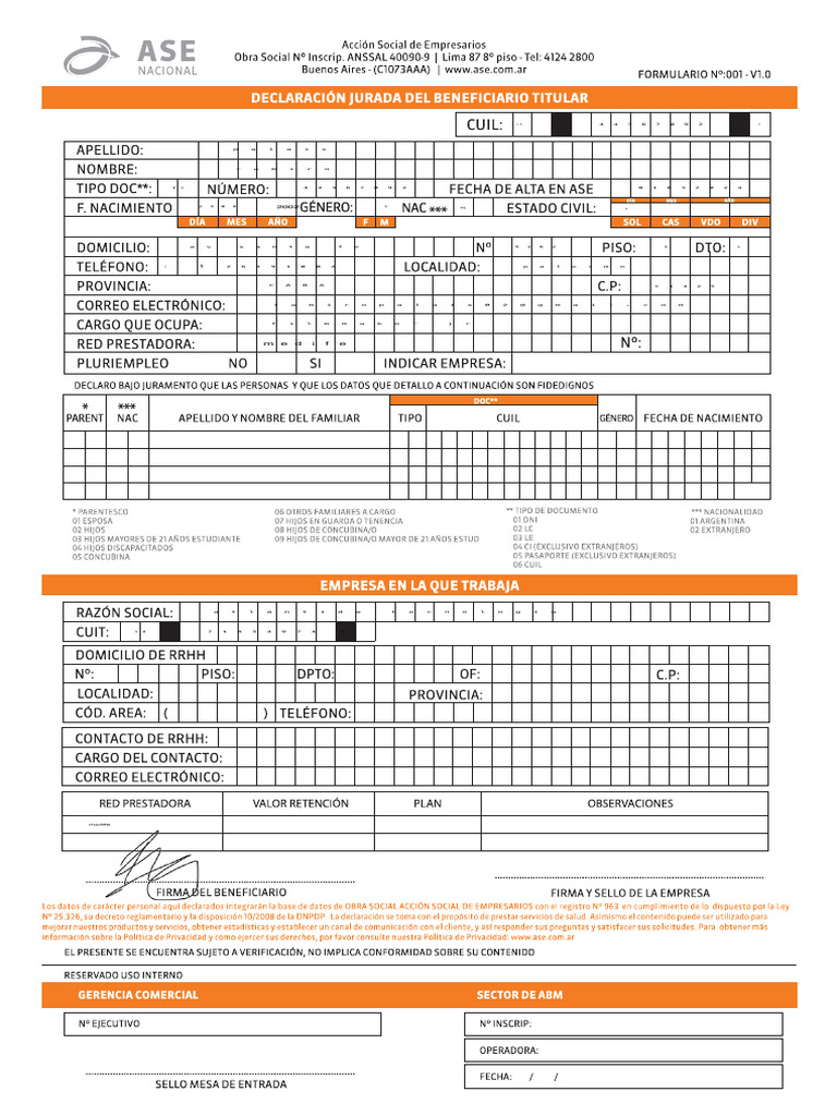 Formulario 001 EDITABLE | PDF