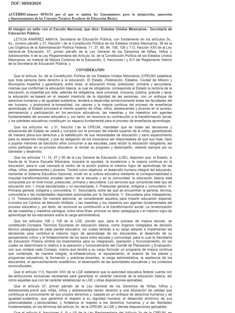 Lineamientos de CTE 2024 - 075812 | PDF | Educación de la primera infancia | Educación primaria