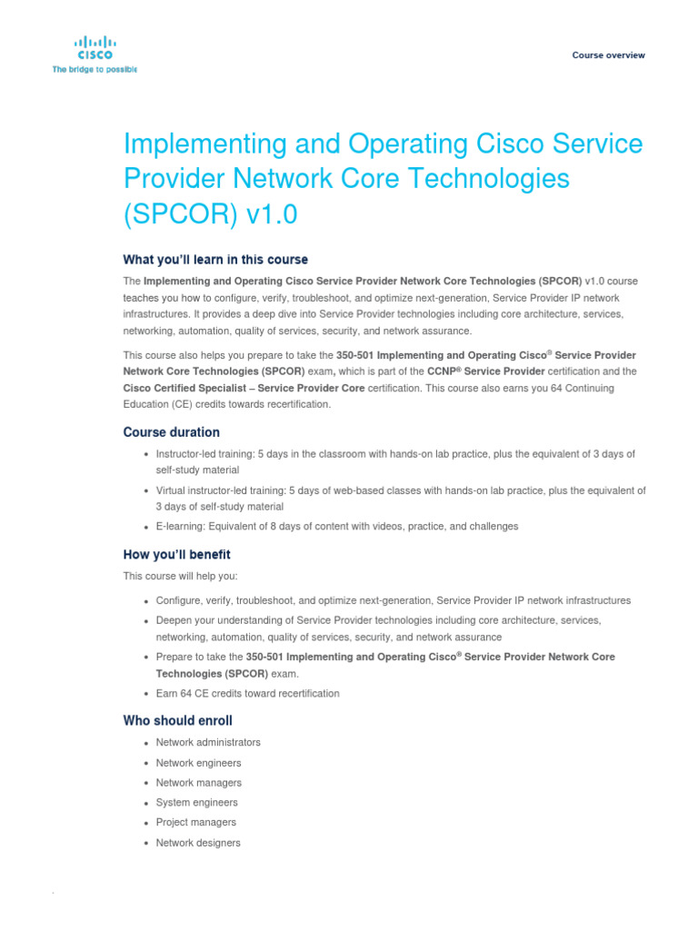 Implementing and Operating Cisco Service Provider Network Core ...