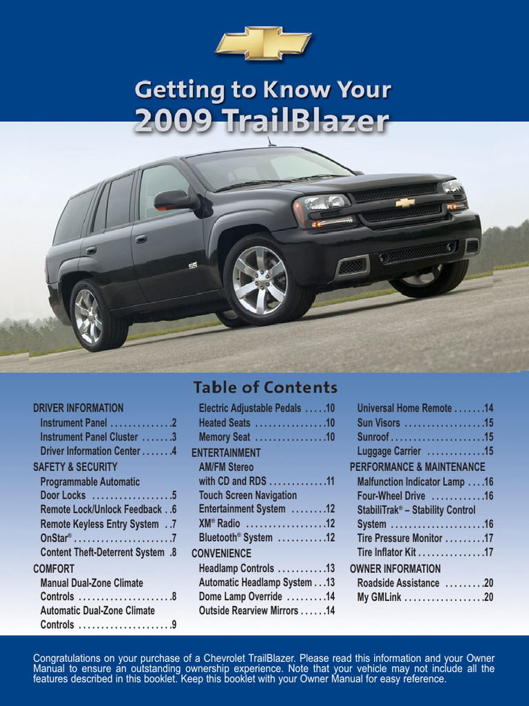 2009 Chevrolet Trailblazer Getknow | PDF | Vehicle Industry ...