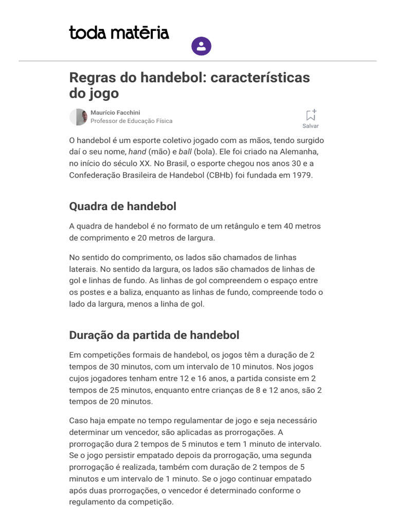 Regras Do Handebol - Características Do Jogo - Toda Matéria | Download ...