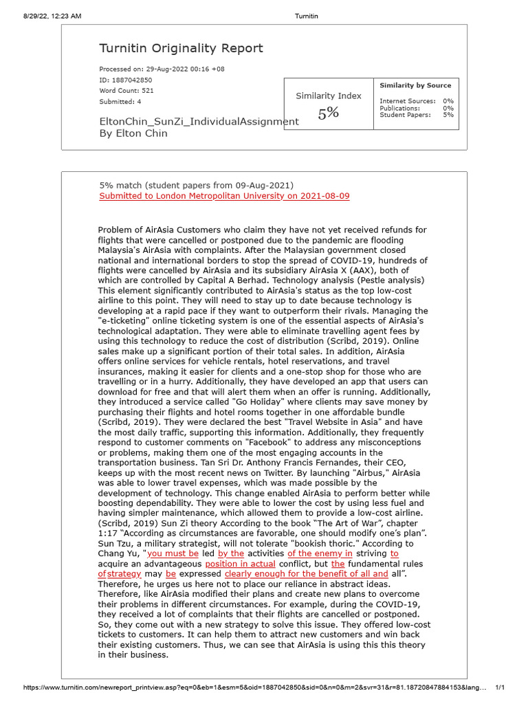 EltonChin Sunzi Individualassignment | PDF | Low Cost Carrier