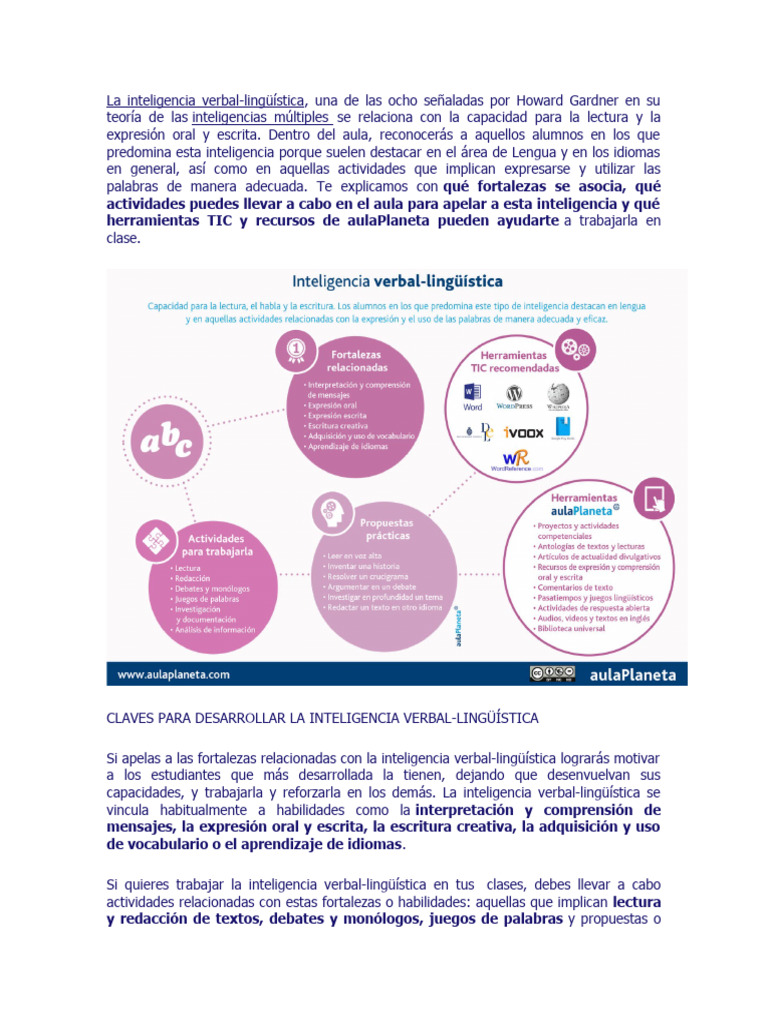 Claves de la Inteligencia Verbal-Lingüística | PDF | Pensamiento ...