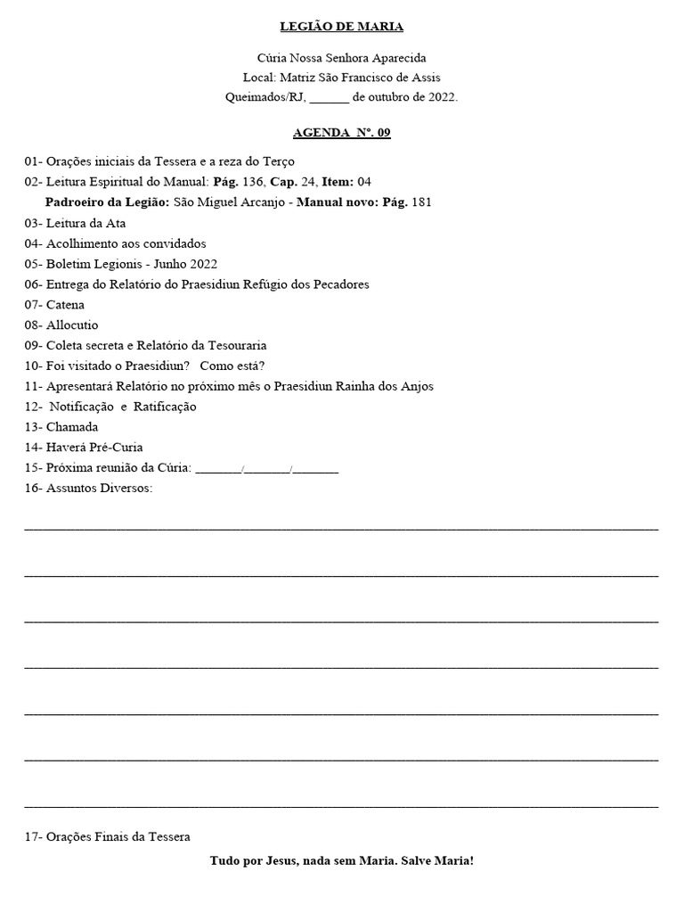 Agenda Legião de Maria | PDF