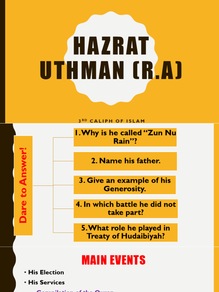 Hazrat Uthman (RA) Updated | PDF | Ali | Caliphate