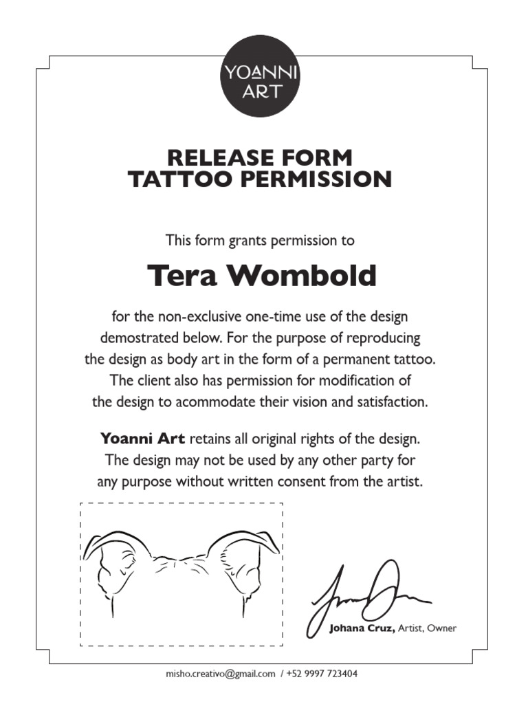 Tattoo Release form - Tera Wombold | PDF