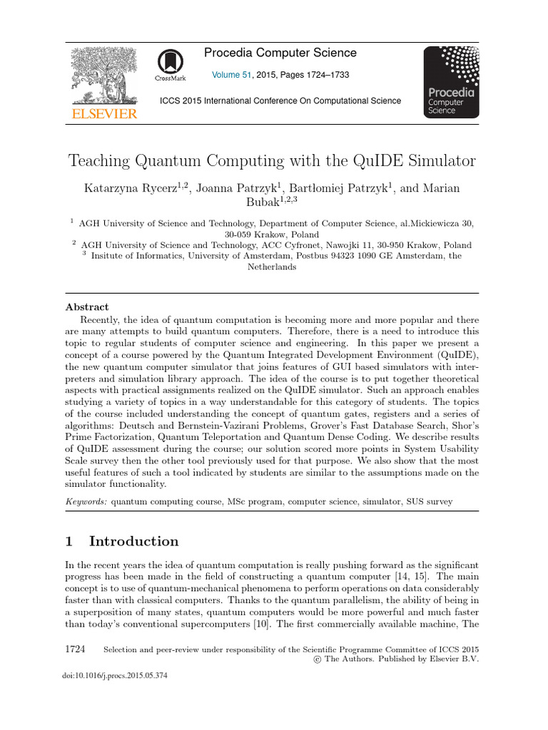 Teaching Quantum Computing With The QuIDE Simulato | PDF | Quantum ... Teaching Quantum Computing With The QuIDE Simulato | PDF | Quantum ...
