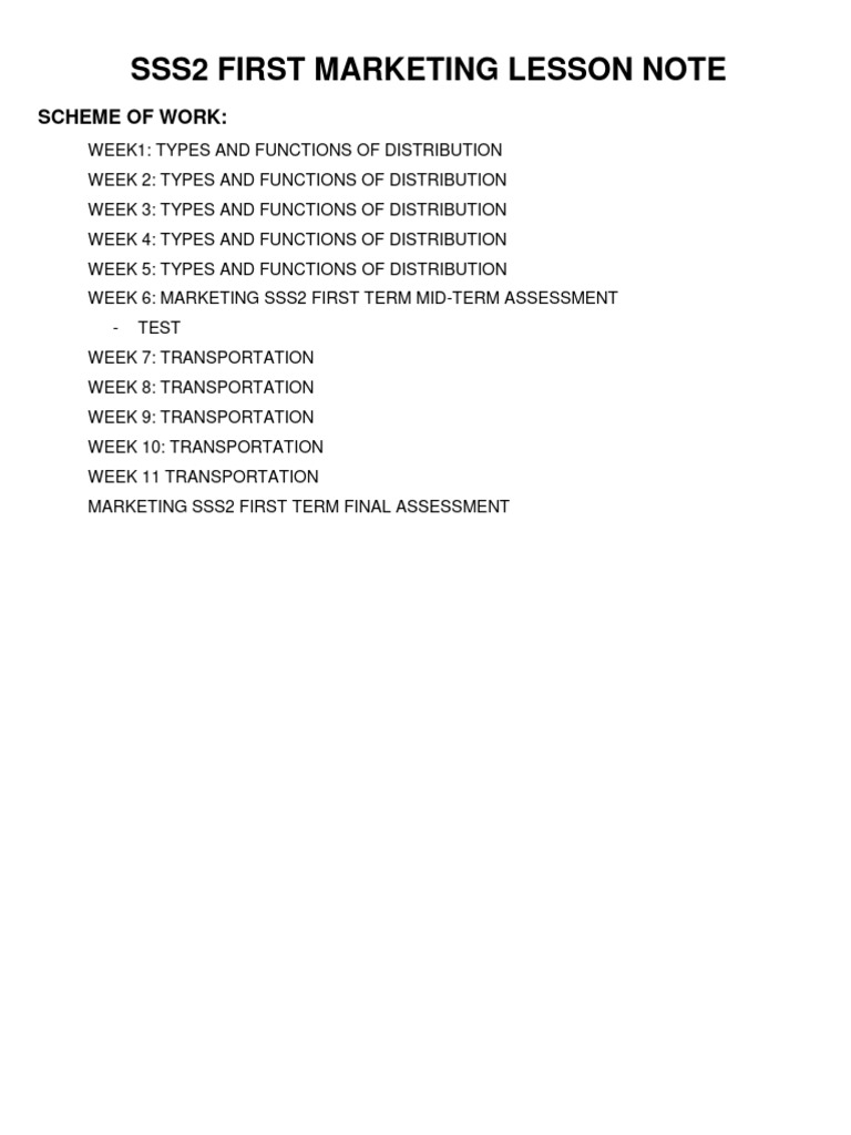 First Term Ss2 Marketing 1 | PDF | Trade | Business Process