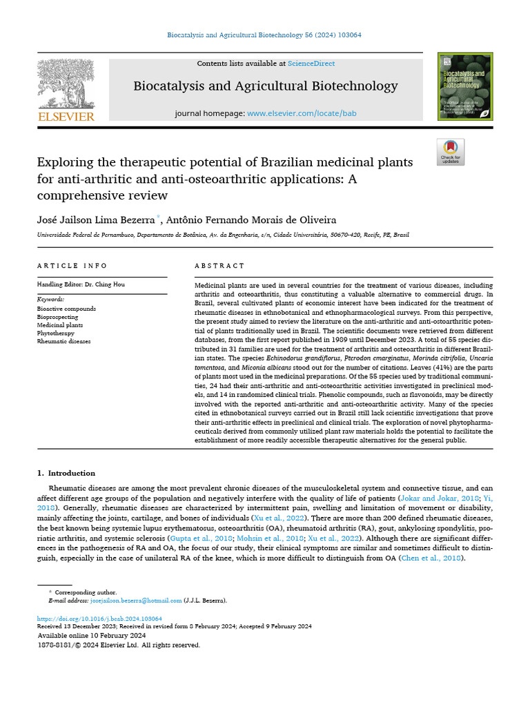 Exploring The Therapeutic Potential of Brazilian Medicinal Plants For ...