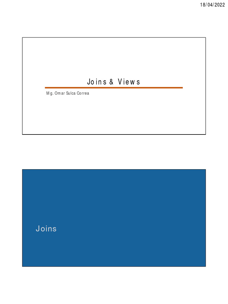 Joins y Views | Descargar gratis PDF | Gestión de datos | Bases de datos