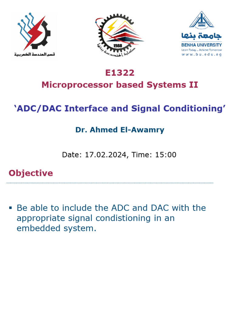MicroprocessorBasedSystems Term-II Lec2 ADC and DAC Interface | PDF | Analog To Digital ...
