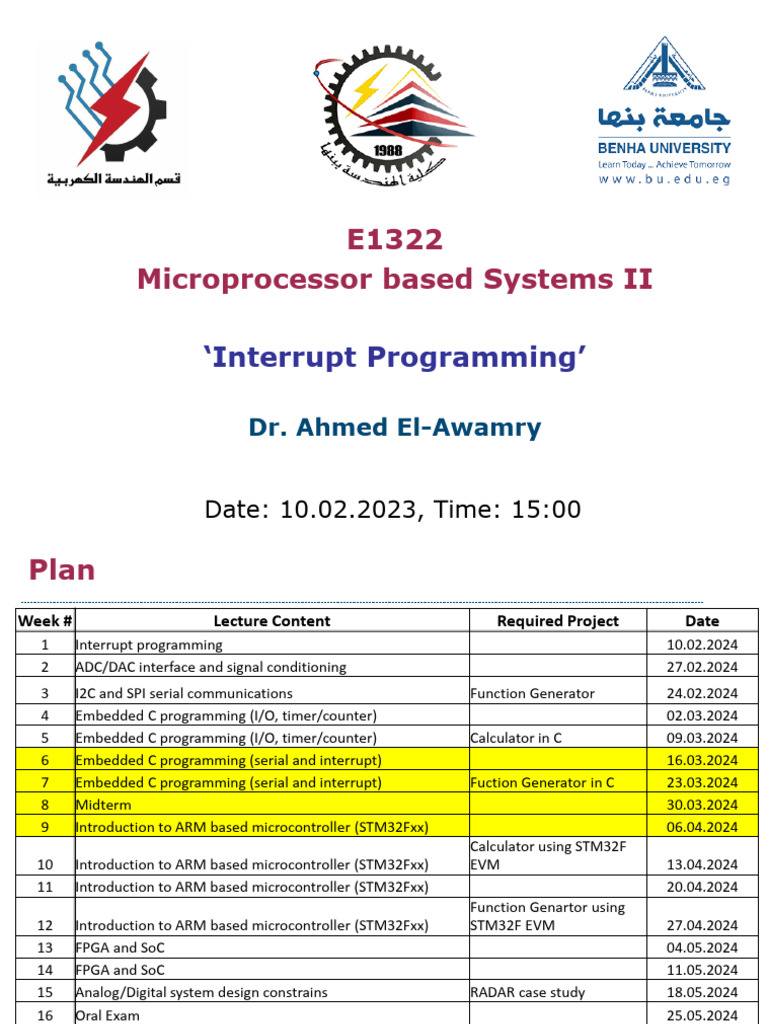 MicroprocessorBasedSystems Term-I Lec1 Interrupt Programming | PDF | Microcontroller | Digital ...