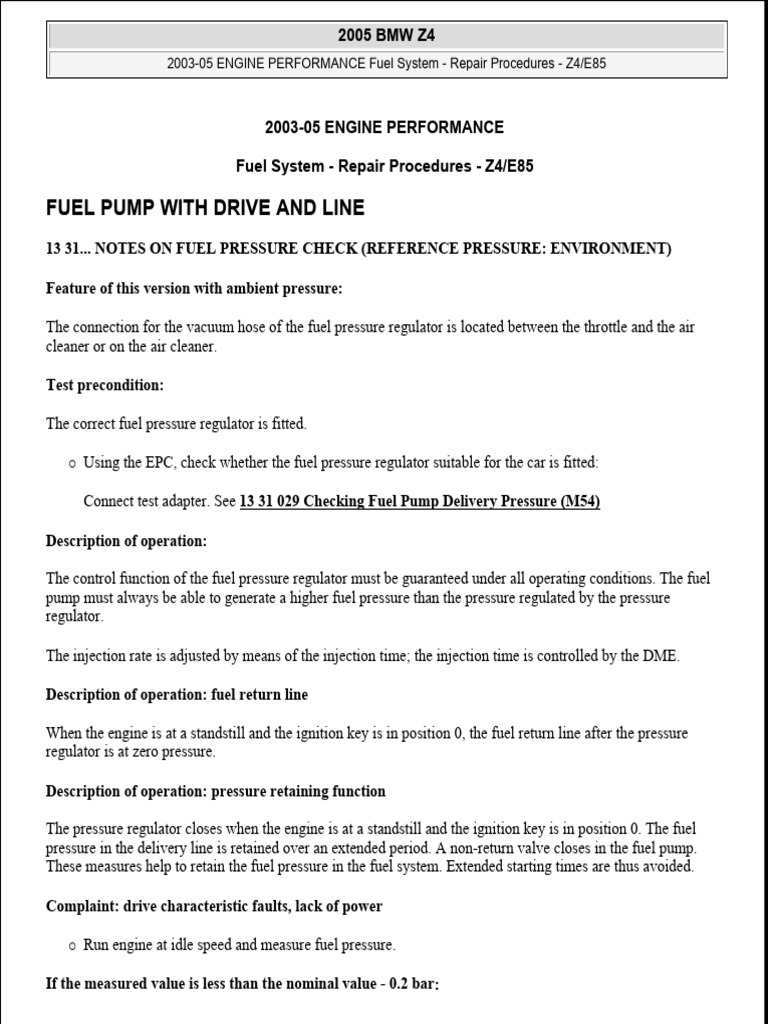 BMW Z4 Fuel System Repair Guide | PDF | Throttle | Fuel Injection