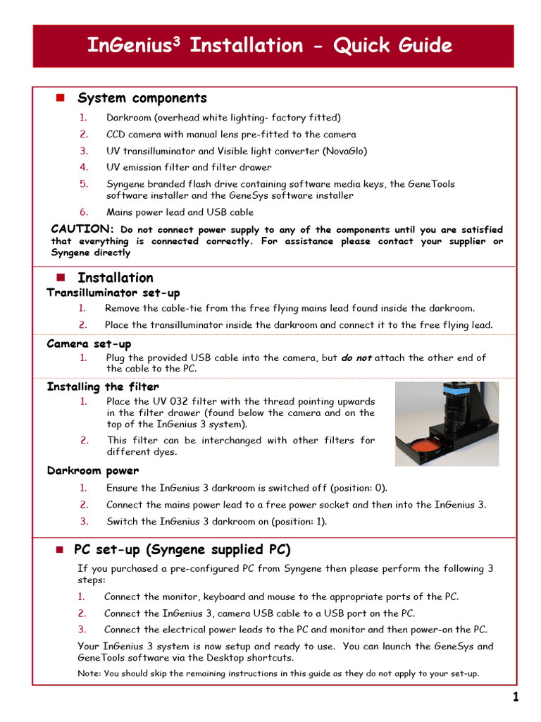 InGenius3 Installation Quide GeneSys | PDF | Personal Computers | Usb Flash Drive