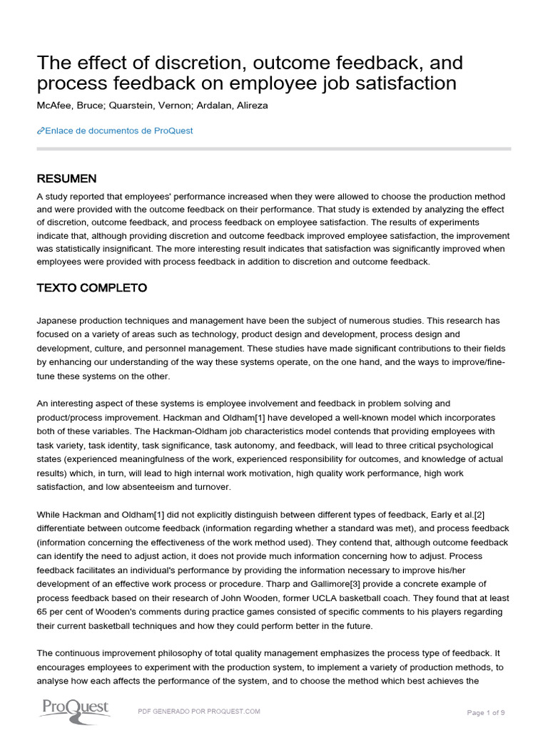 The Effect of Discretion, Outcome Feedback, and Process Feedback On ...