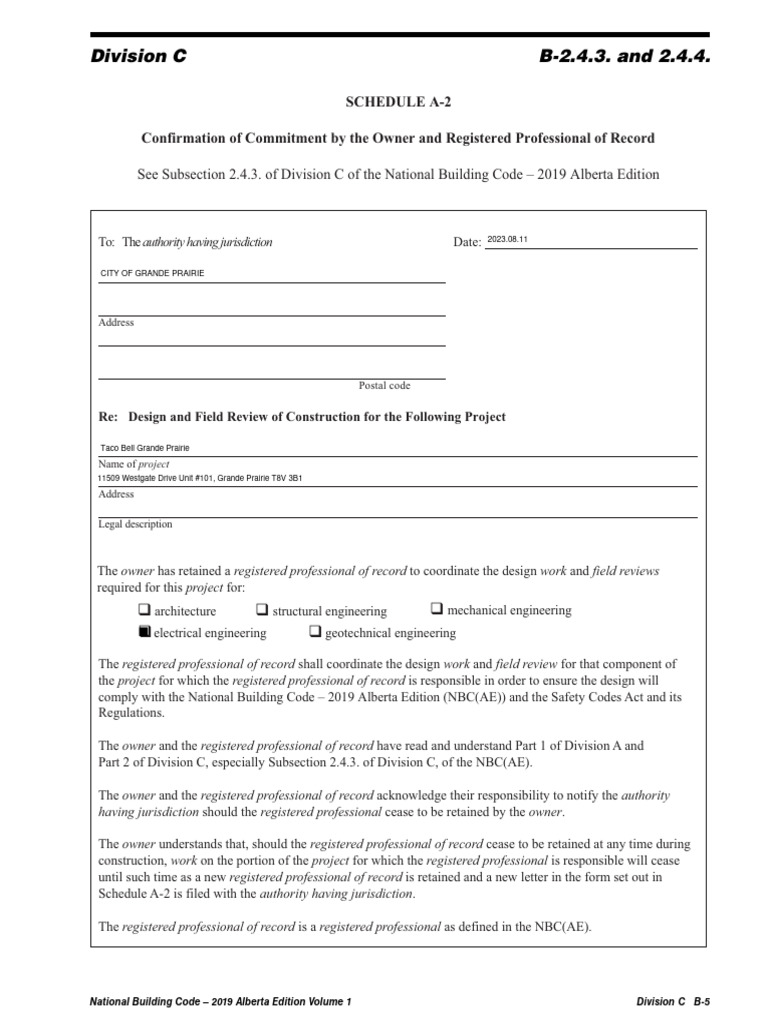 NBC 2019 AE Schedule A2-Electrical | PDF