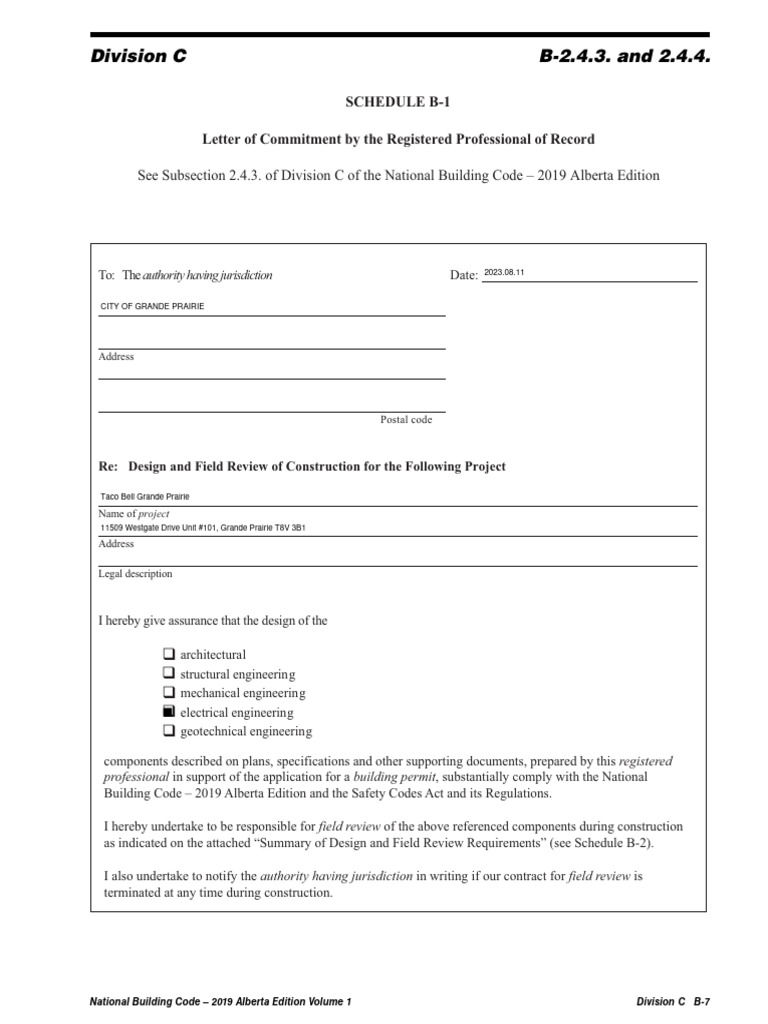 NBC 2019 AE Schedule B1-Electrical | PDF | Building Code