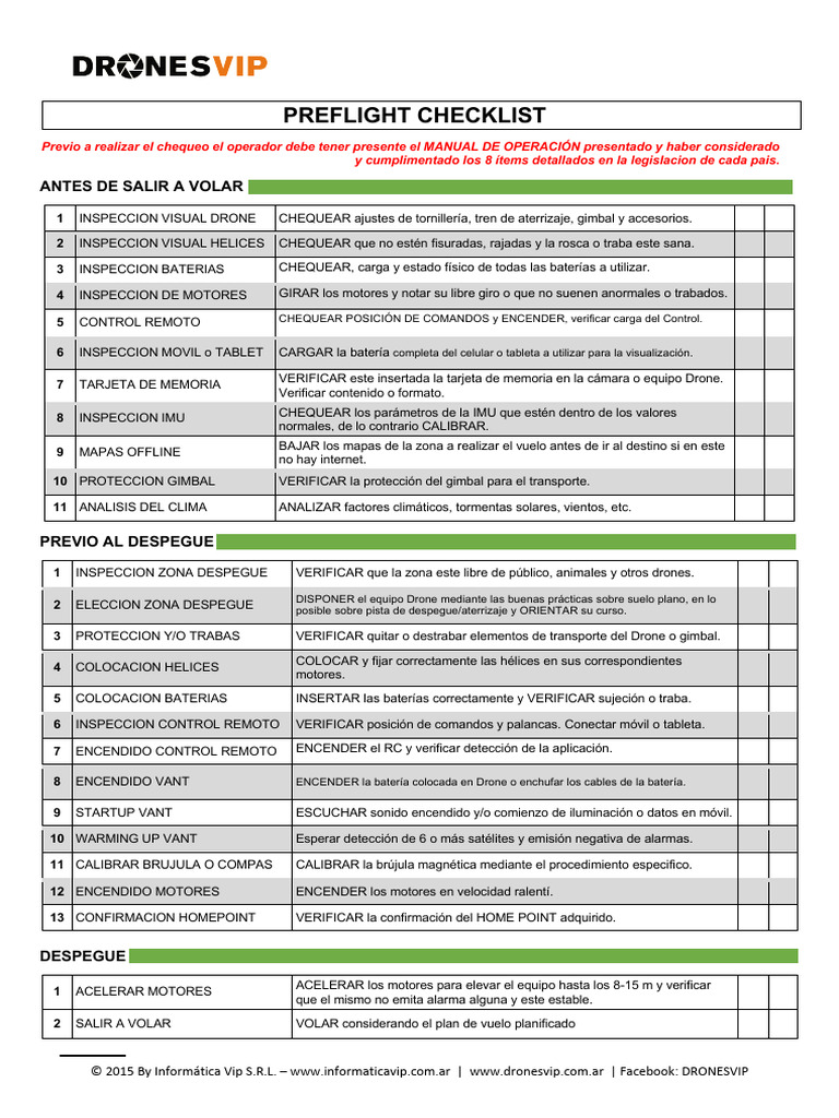 PREFLIGHT-CHECKLIST-v4 Operaciones Rapidas | Descargar gratis PDF | Vehículo aéreo no tripulado ...