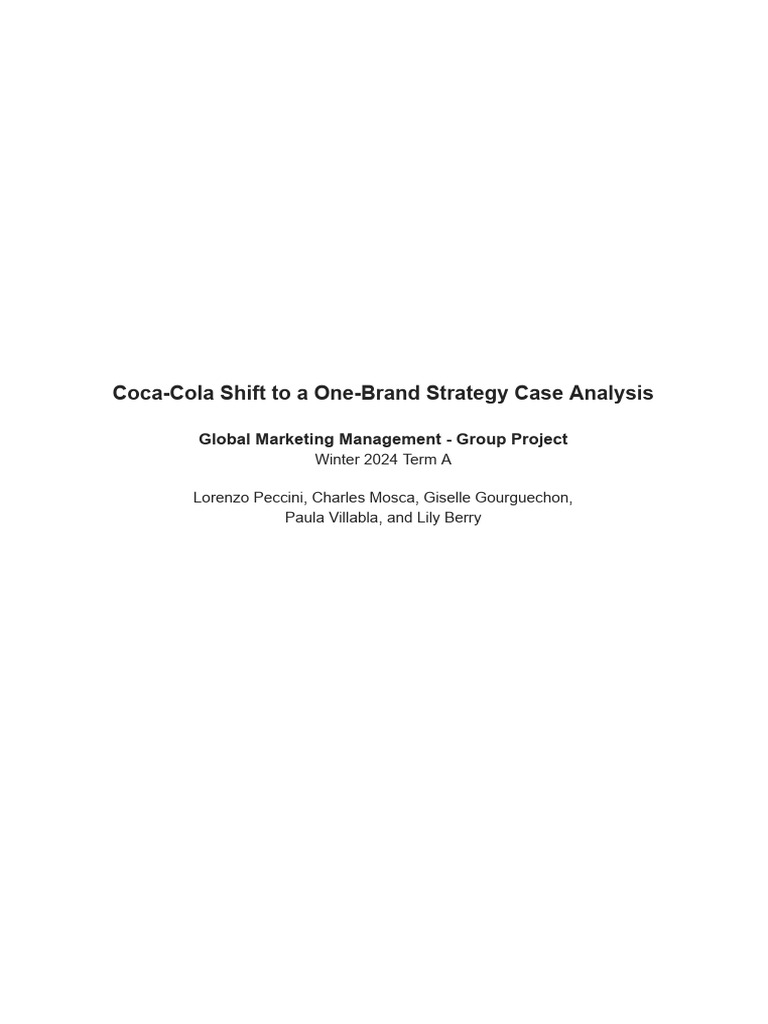 Coca-Cola's One-Brand Strategy Analysis | PDF | Brand | The Coca Cola ...