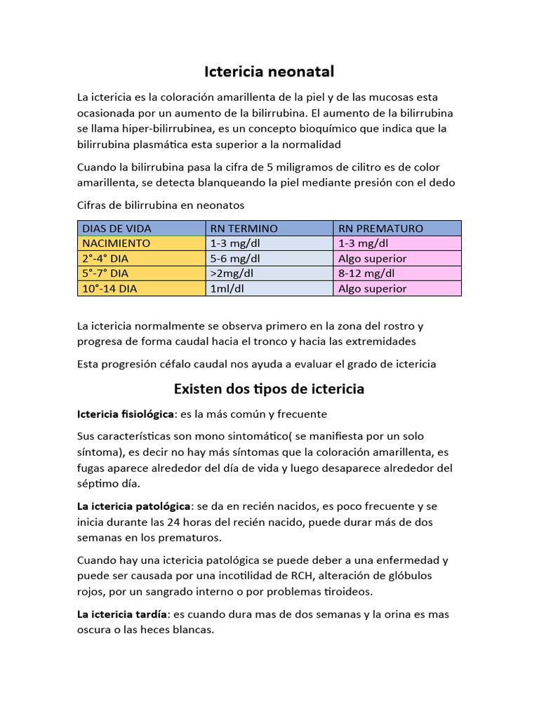 Ictericia Neonatal | PDF | Enfermedades y trastornos | Especialidades Medicas