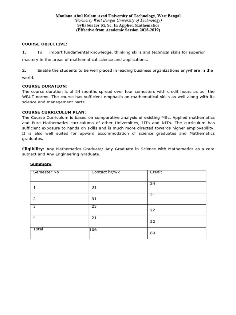 MSc Applied Mathematics Syllabus Overview | PDF | Group (Mathematics ...
