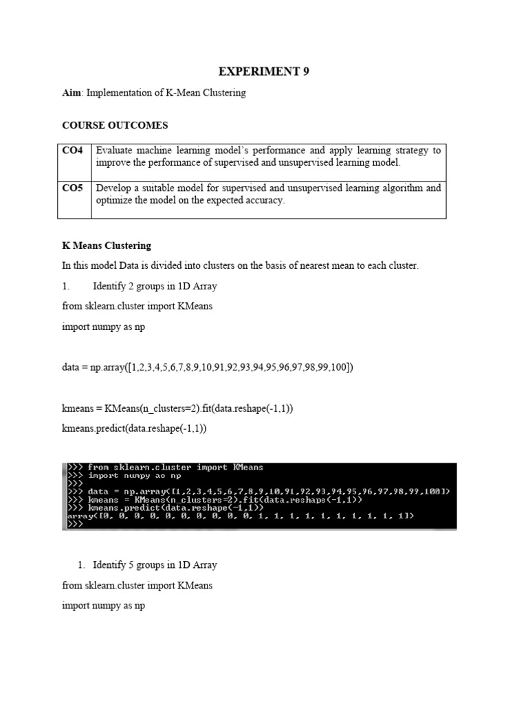 Experiment 3.1 K-Mean | PDF | Machine Learning | Computer Programming