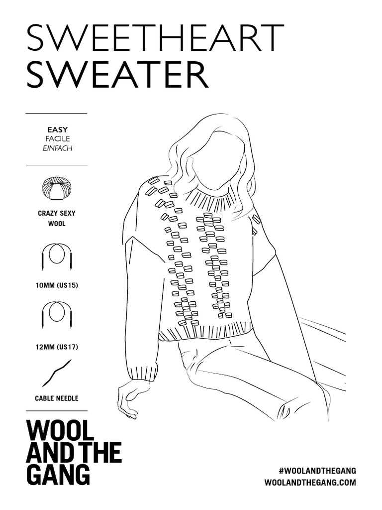 Sweetheart Sweater Pattern Guide | PDF | Knitting | Knitting Needle