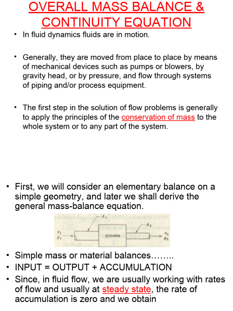 Mass Balance & Continuity in Fluid Flow | PDF | Teaching Methods ...