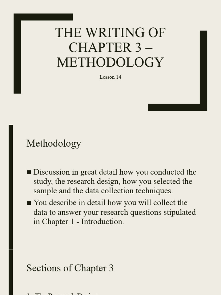 Lesson 14 The Writing of Chapter 3 Methodology | PDF | Survey Methodology | Statistics