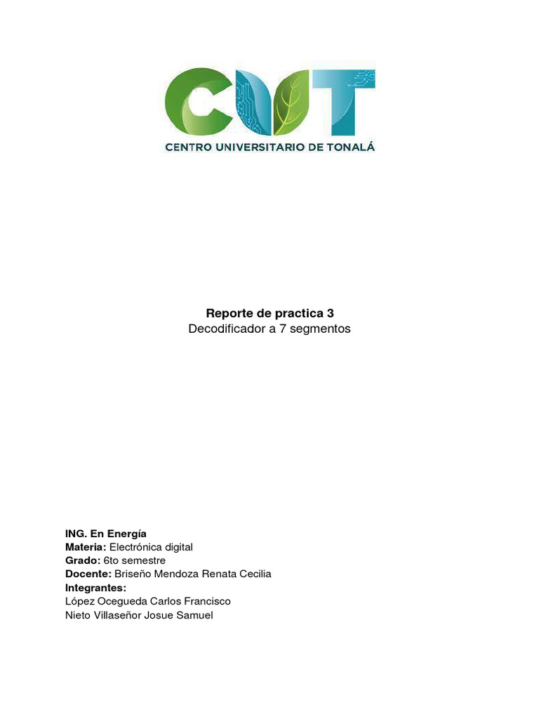 Reporte practica 3- Decodificador | PDF | Cambiar | Electrónica