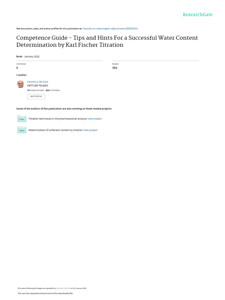 KF Titration: Water Content Guide | PDF | Titration | Chemistry