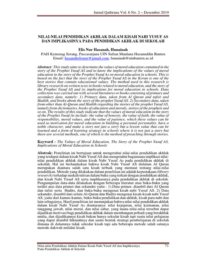 Nilai Nilai Pendidikan Akhlak Dalam Kisa | PDF