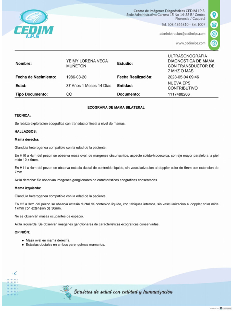 Ultrasonografia Diagnostica de Mama Con Transductor de 7 MHZ o Mas | PDF