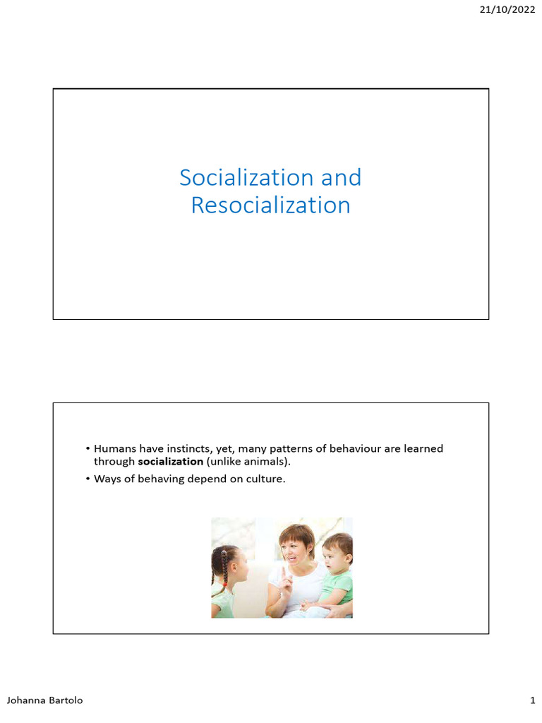 Socialization and Resocialization | PDF | Socialization | Liberal Arts ...