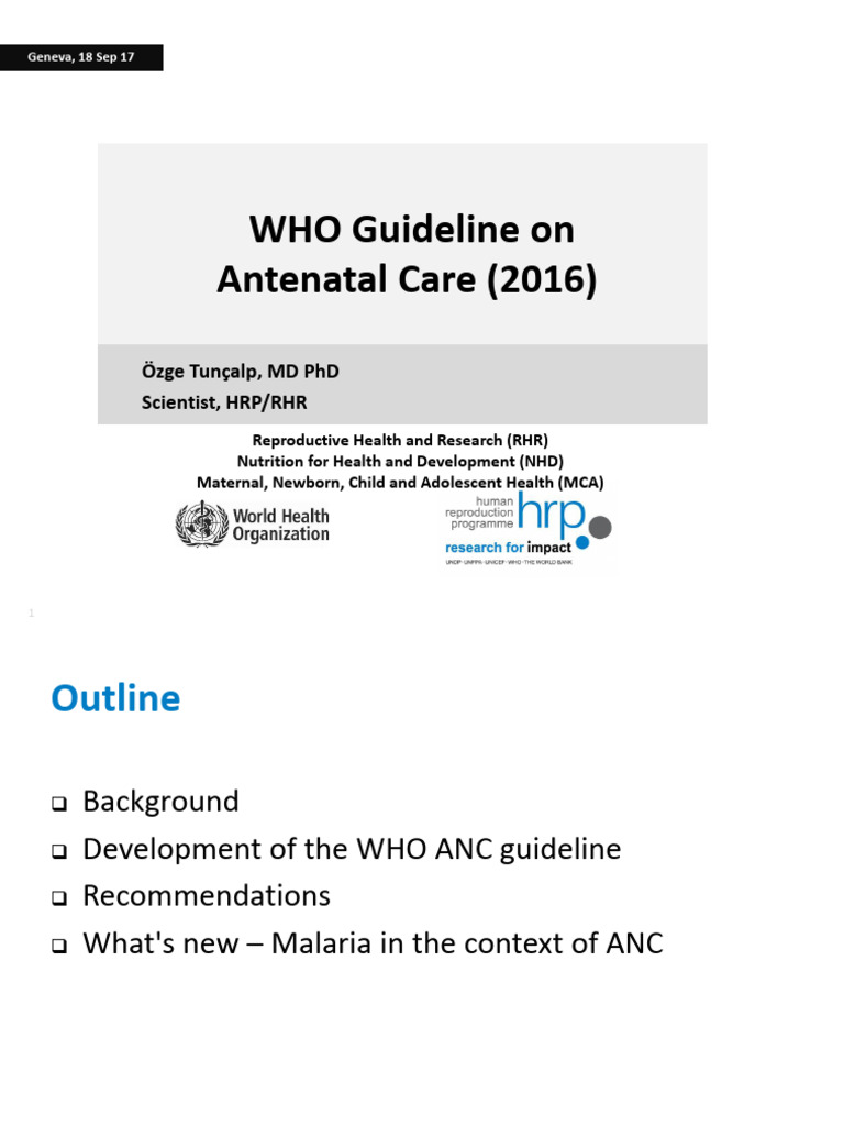 WHO Antenatal Care Guidelines 2016 | PDF | Pregnancy | Dietary Supplements