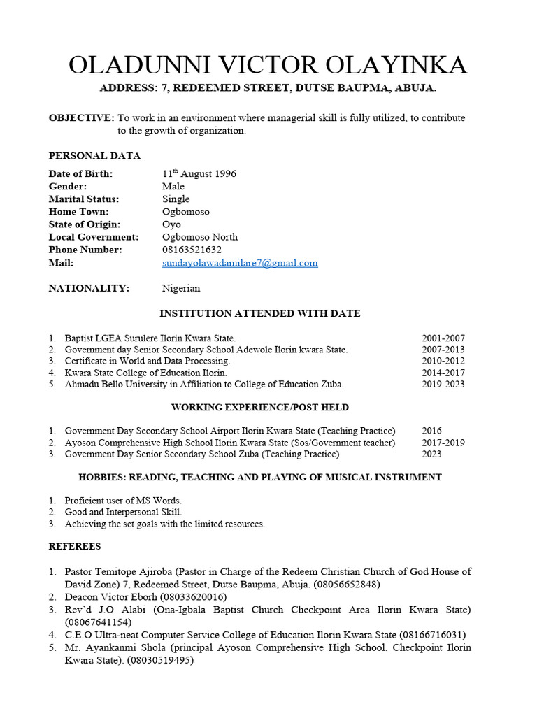 Oladunni Victor Olayinka | PDF